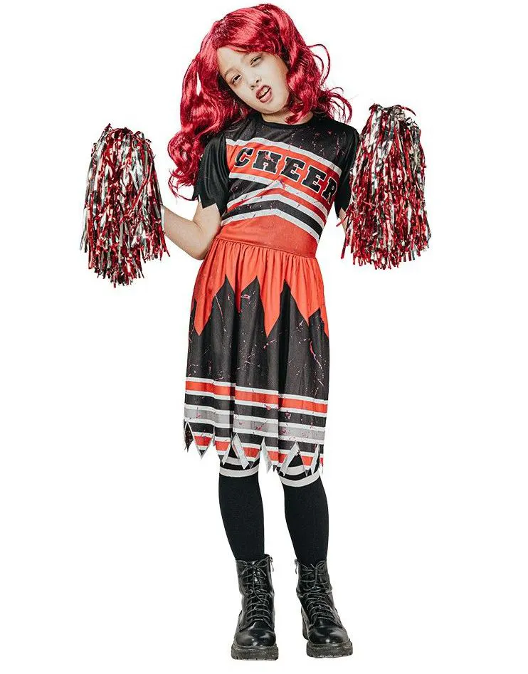 Zombie Cheerleader - Svart Cheerleader Kostymklänning för Barn ...